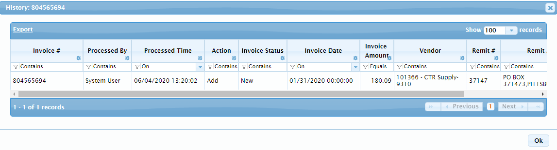 Invoice History