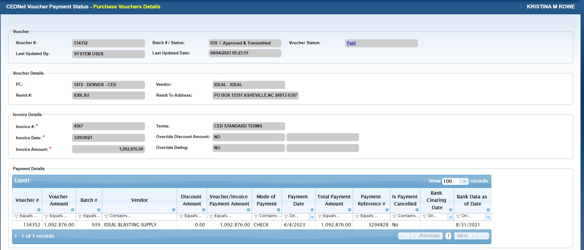 CEDNet Voucher Payment Status
